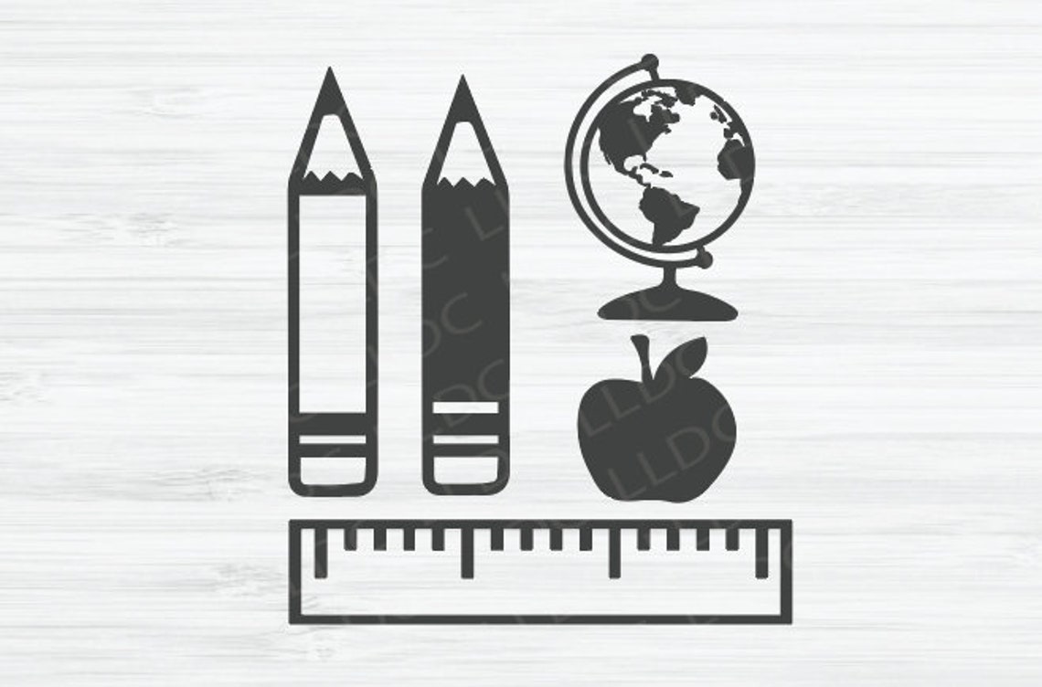 School supplies svg Teacher svg Pencil svg Ruler svg Globe | Etsy