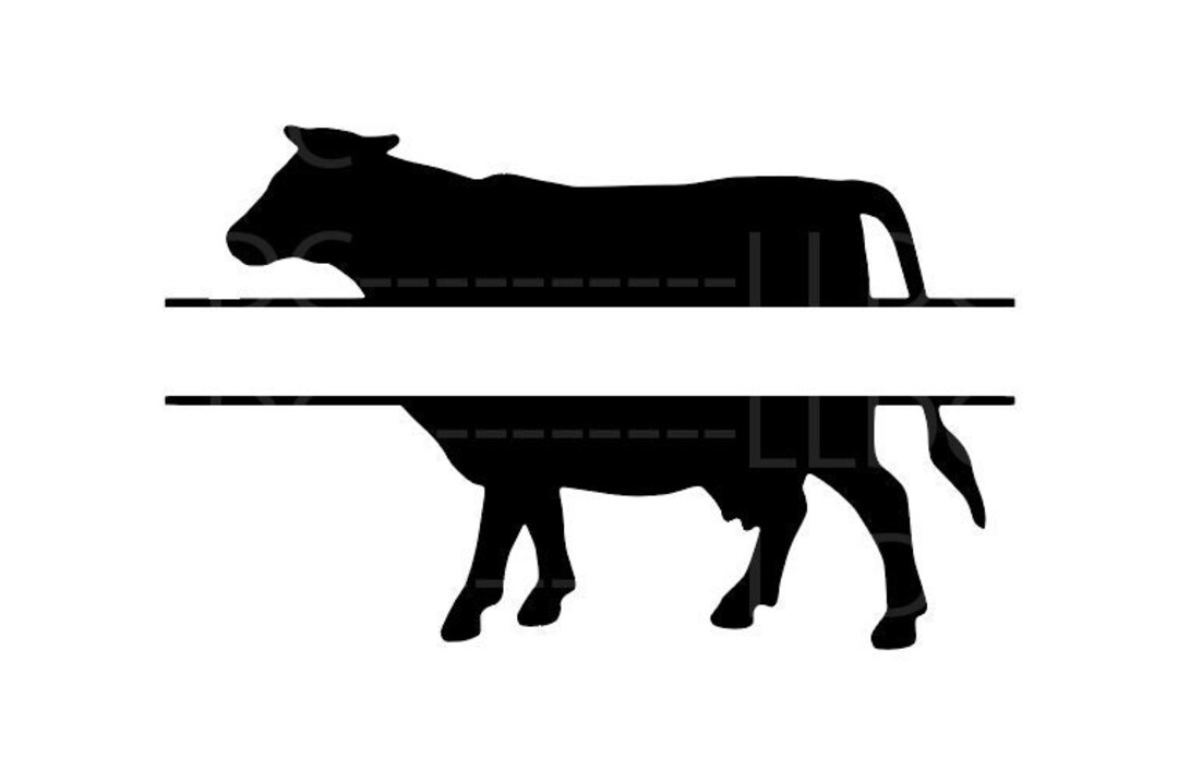 Split Cow Svg Png Dxf Jpg, Cow Monogram, Barnyard Animals, Split ...