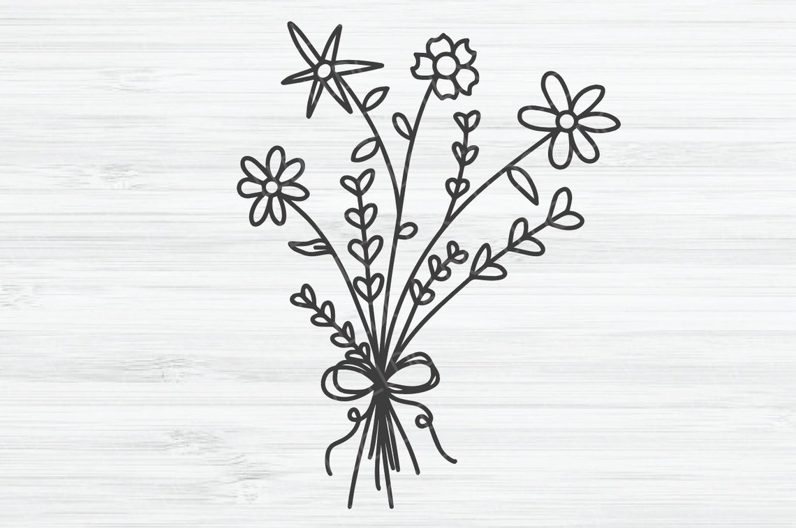 Wildflower Bouquet SVG Botanical Svg Hand Drawn Wild | Etsy