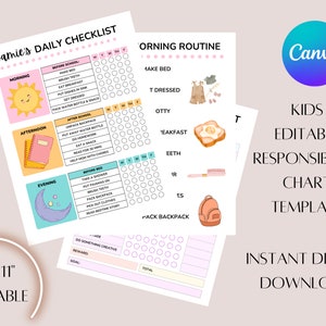 Editable Responsibility Chore Chart for Kids, Printable Chore List ...