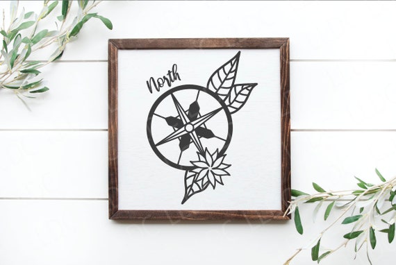 Floral Compass SVG File Floral Svg Outdoors Svg Camping | Etsy