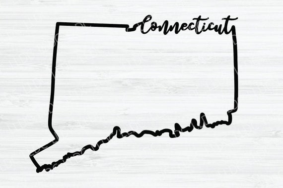 Connecticut Outline SVG. Connecticut Cursive Vector File. | Etsy