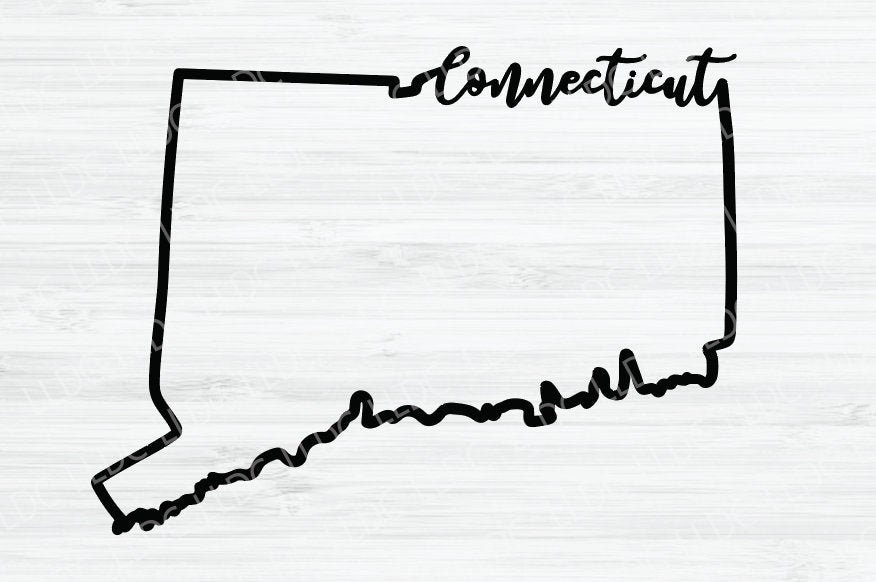 Connecticut Outline SVG. Connecticut Cursive Vector File. - Etsy