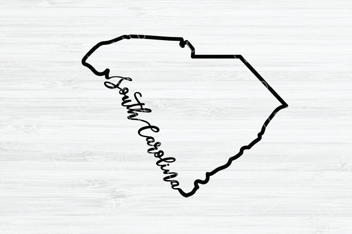 South Carolina Outline SVG. South Carolina Cursive Svg. South - Etsy