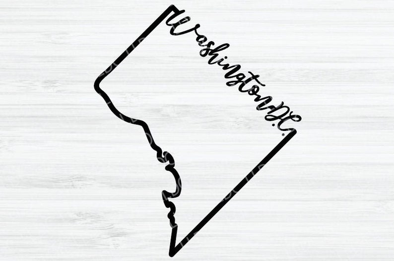 Washington DC Outline Svg. Washington Cursive Svg. Washington DC Vector ...