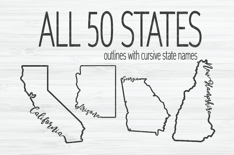 All 50 States Outline SVG Bundle. United States Svg. US - Etsy
