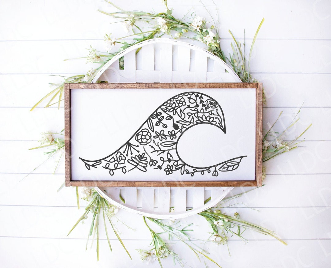 Ocean Wave With Wildflowers Svg | Beach Svg | Ocean Wave Svg | Wave Svg ...