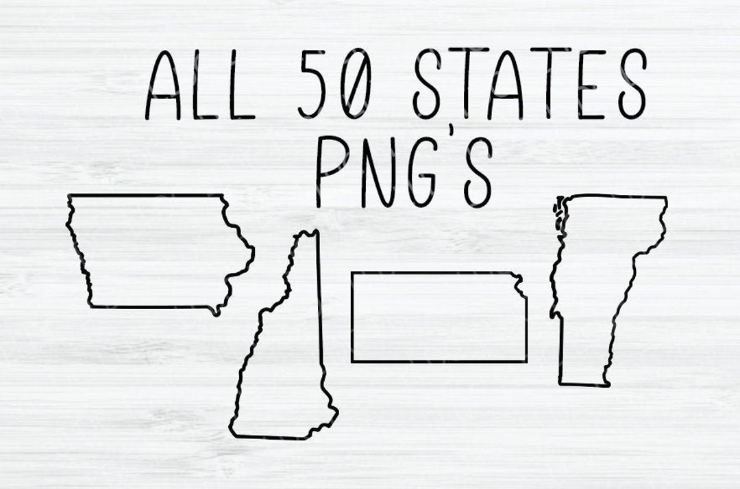 All 50 States Outline PNG Bundle. United States Svg. US Outlines Png ...