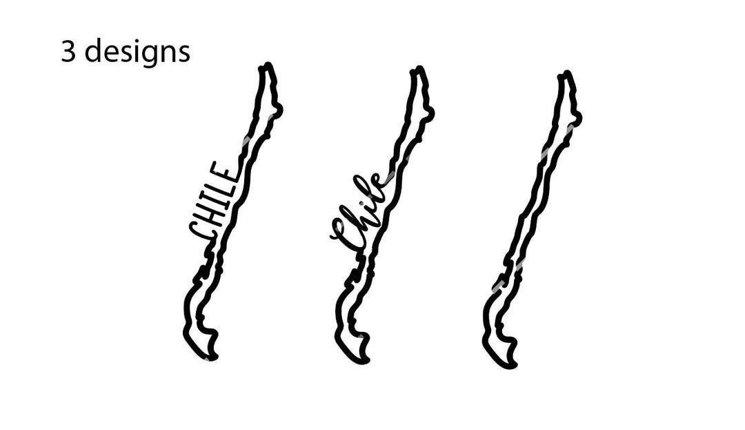 Chile Outline SVG PNG, Chile Cursive Vector, Chilean Design, Country ...