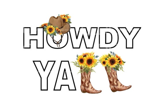 Howdy Yall Png Jpg Western Png Cowgirl Png Cowboy Boots - Etsy
