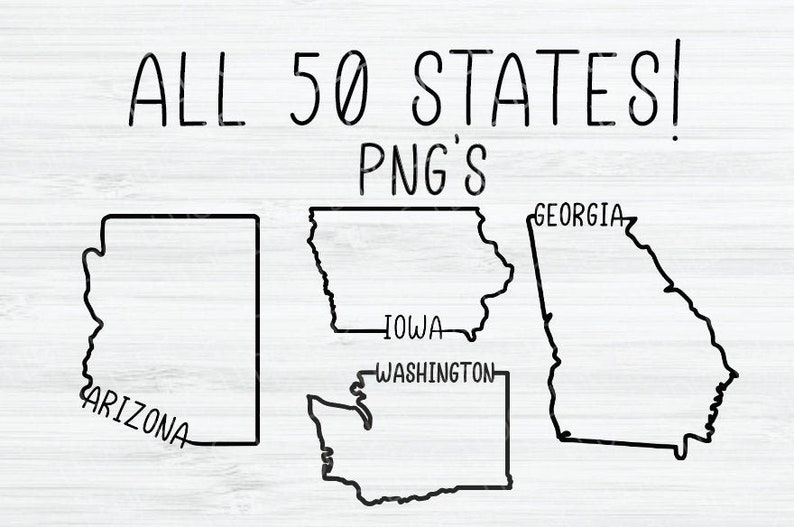 All 50 States Outline PNG Bundle. United States Png. US | Etsy