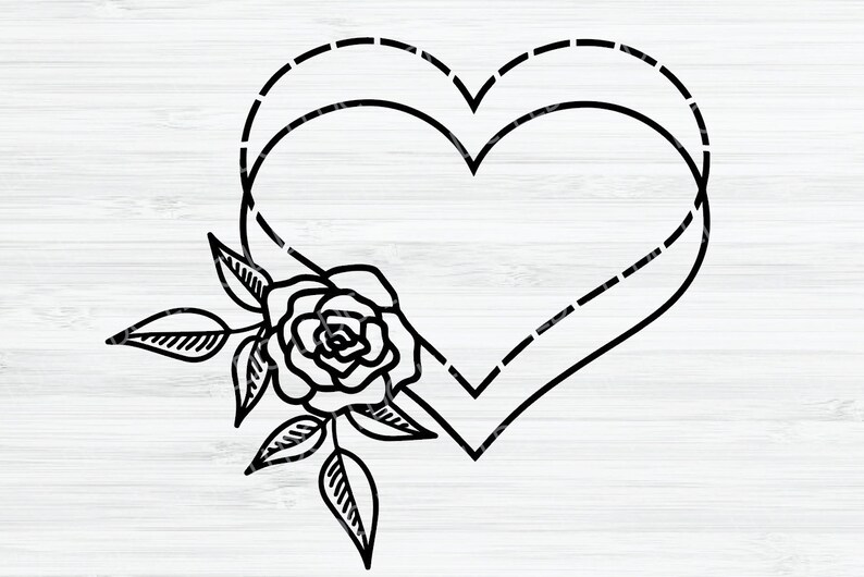 Heart and Rose SVG File Heart Svg Heart Cut File Rose - Etsy