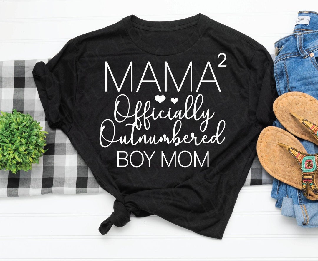 Mama Squared Svg | Boy Mom Svg | Mom 2 Svg | Officially Outnumbered Svg ...