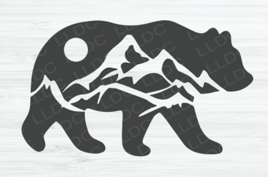 Bear and Mountains SVG, Mountain Scene Svg, Nature Scene Svg, Adventure ...