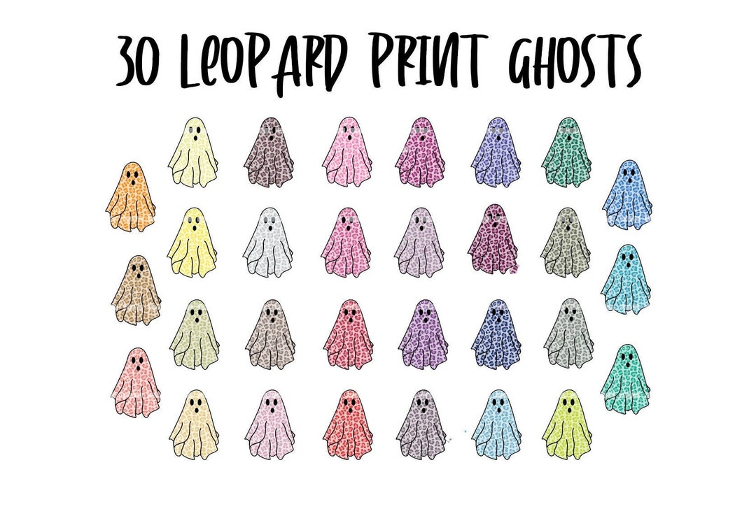 Leopard Print Ghost Bundle Png, Cute Ghost Png, Leopard Ghost ...