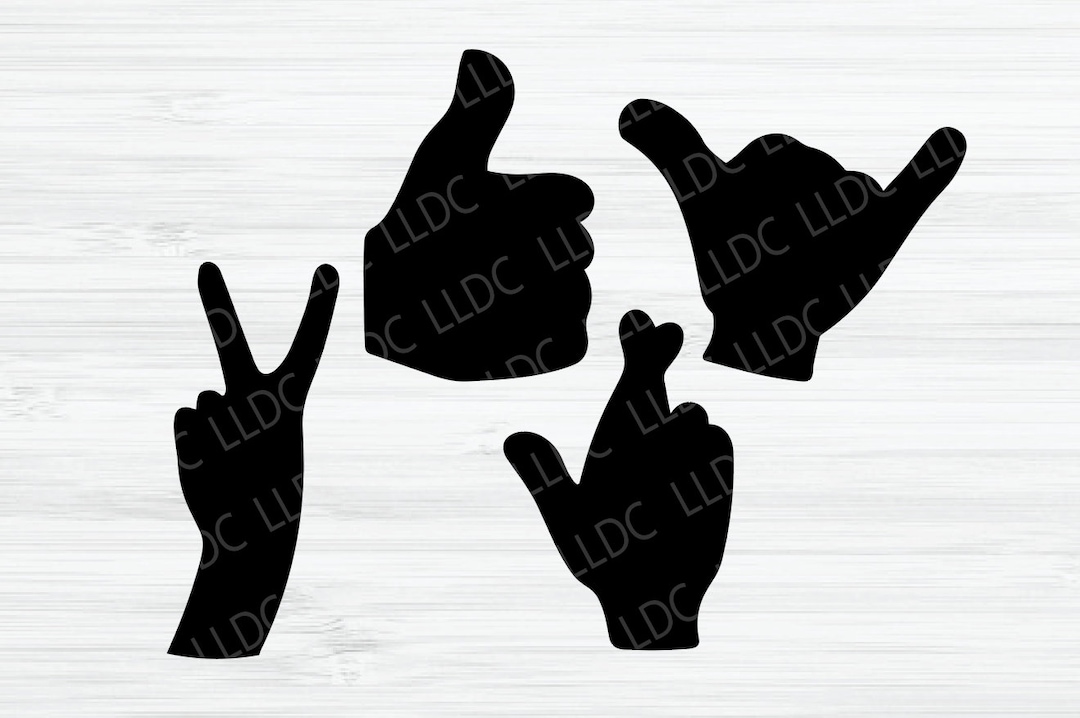 Hand Silhouettes SVG | Thumbs up Hand Svg | Peace Sign Svg | Hang Loose ...