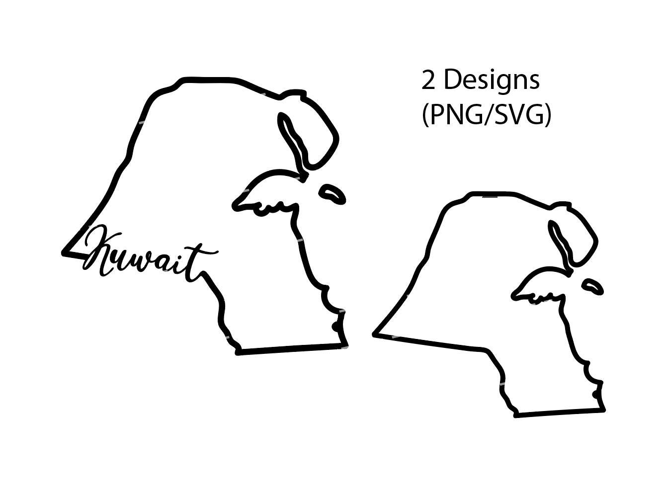 Kuwait Outline SVG PNG, Kuwait Cursive Vector, Kuwait Design, Country ...