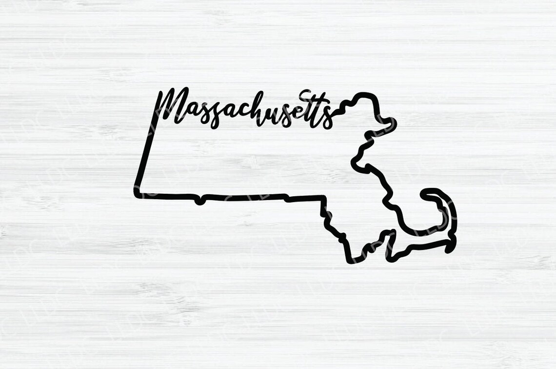 Massachusetts Outline SVG. Massachusetts Cursive Vector File. - Etsy