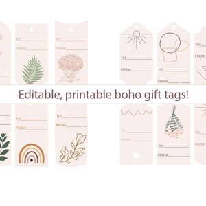 Editable Boho Gift Tags for Any Occasion, Printable Tags, Canva Favor ...