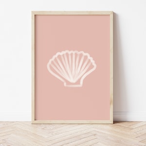 Pink Shell Illustration Print, Boho Prints, Coastal Art, Natural Print ...