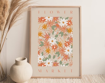 Daisy Print, Flower Poster, Retro Prints, Flower Wall Decor, Daisy Wall ...