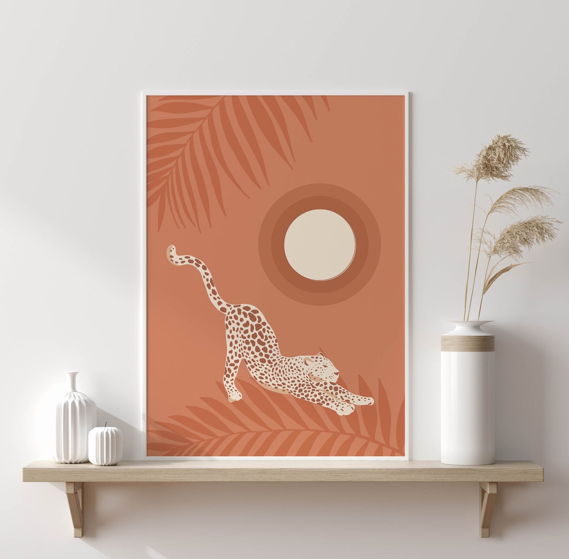 Leopard Wall Art Wall Print Boho Home Décor Moon Art - Etsy