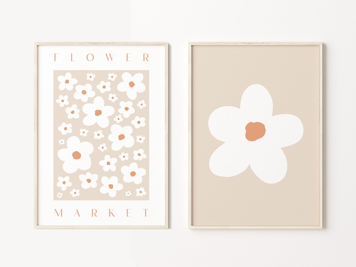 Daisy Print Flower Poster Retro Prints Flower Wall Decor - Etsy