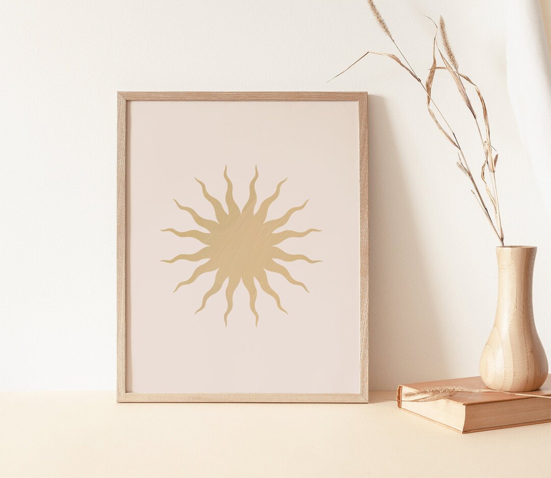 Retro Sun Art Print, Boho Abstract Sun Print, Celestial Abstract Wall ...