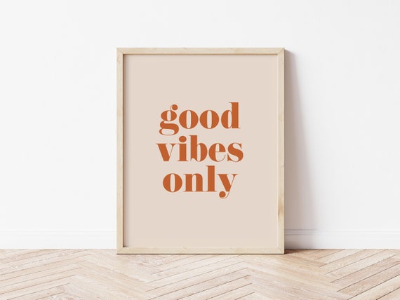 Good Vibes Only Print Typography Art Boho Print Retro Art | Etsy