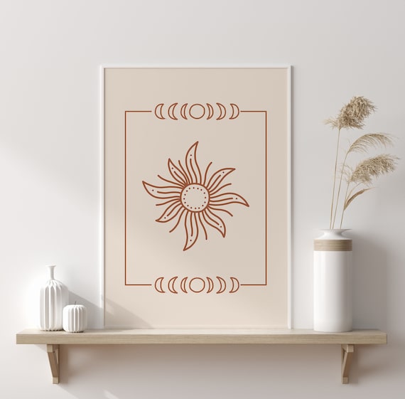 Sun and Moon Art Print Boho Poster Celestial Abstract Wall - Etsy