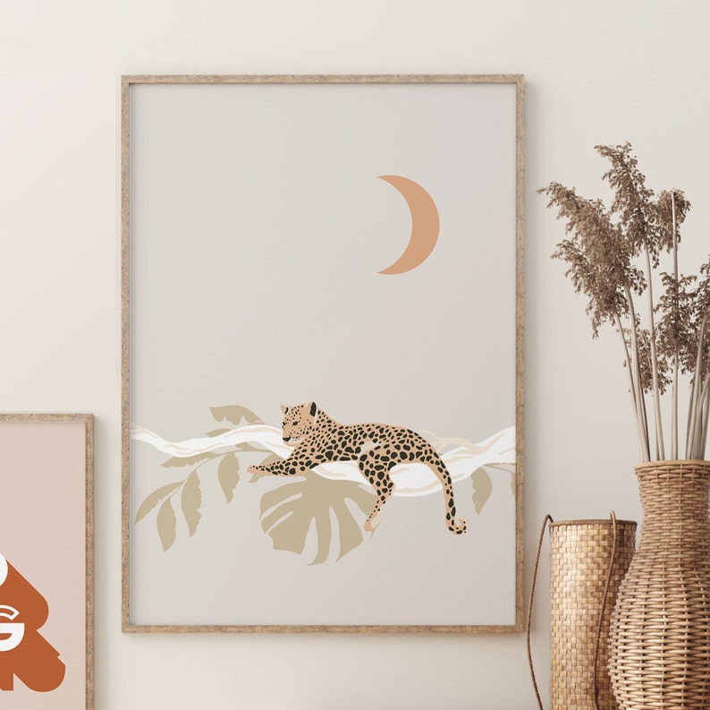 Leopard Wall Art Boho Home Décor Jungle Poster Leopard Art - Etsy UK