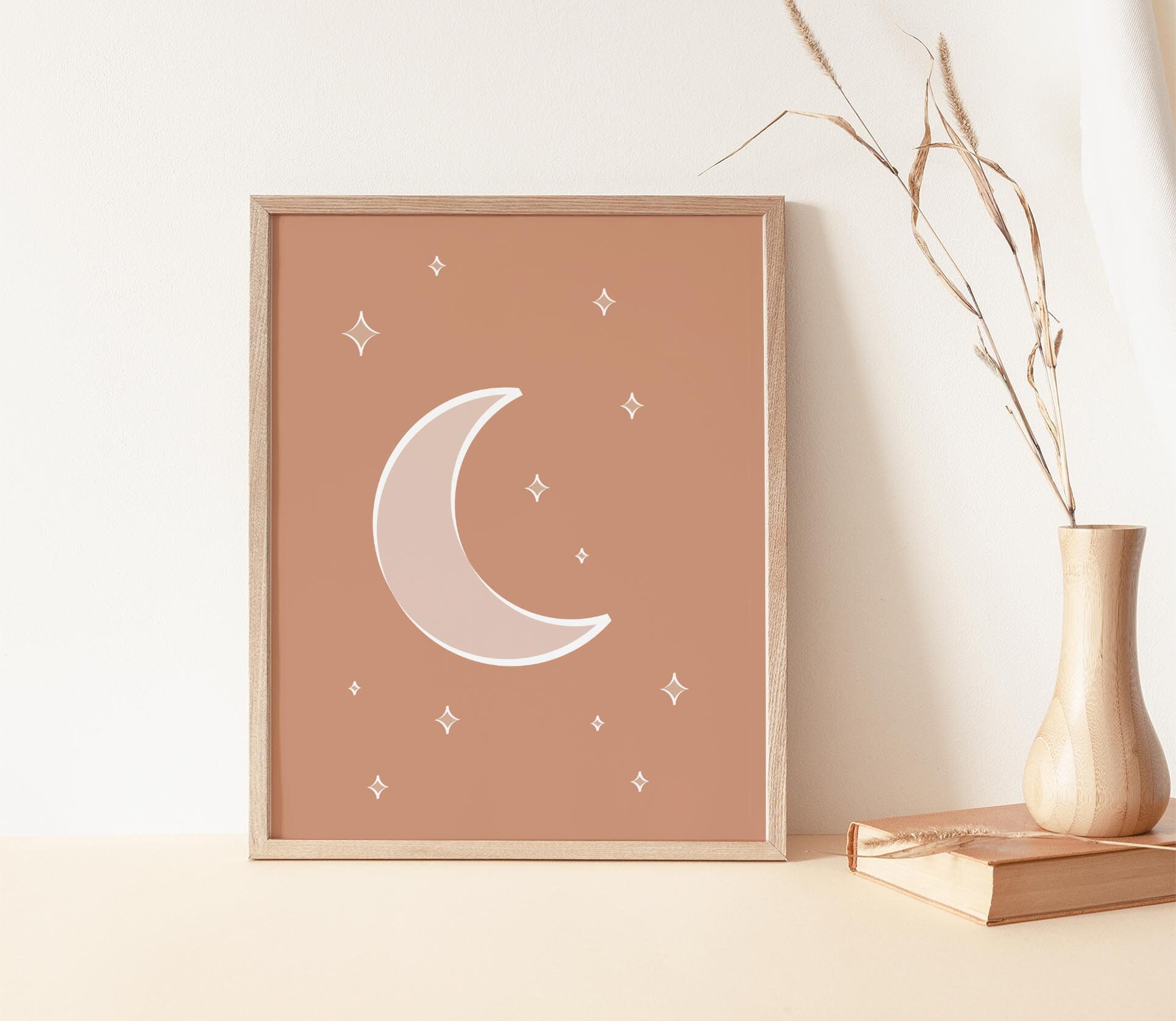 Crescent Moon Art Print Boho Poster Celestial Abstract Wall - Etsy UK