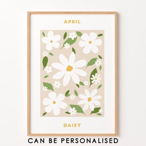 Daisy Birth Flower Print, April Art Print, Daisy Print, April Birthday ...