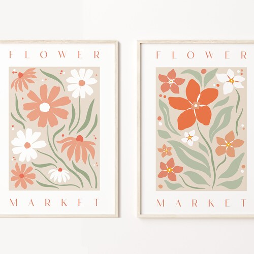Flower Market Print Set Retro Gallery Wall Set of 5 Prints - Etsy