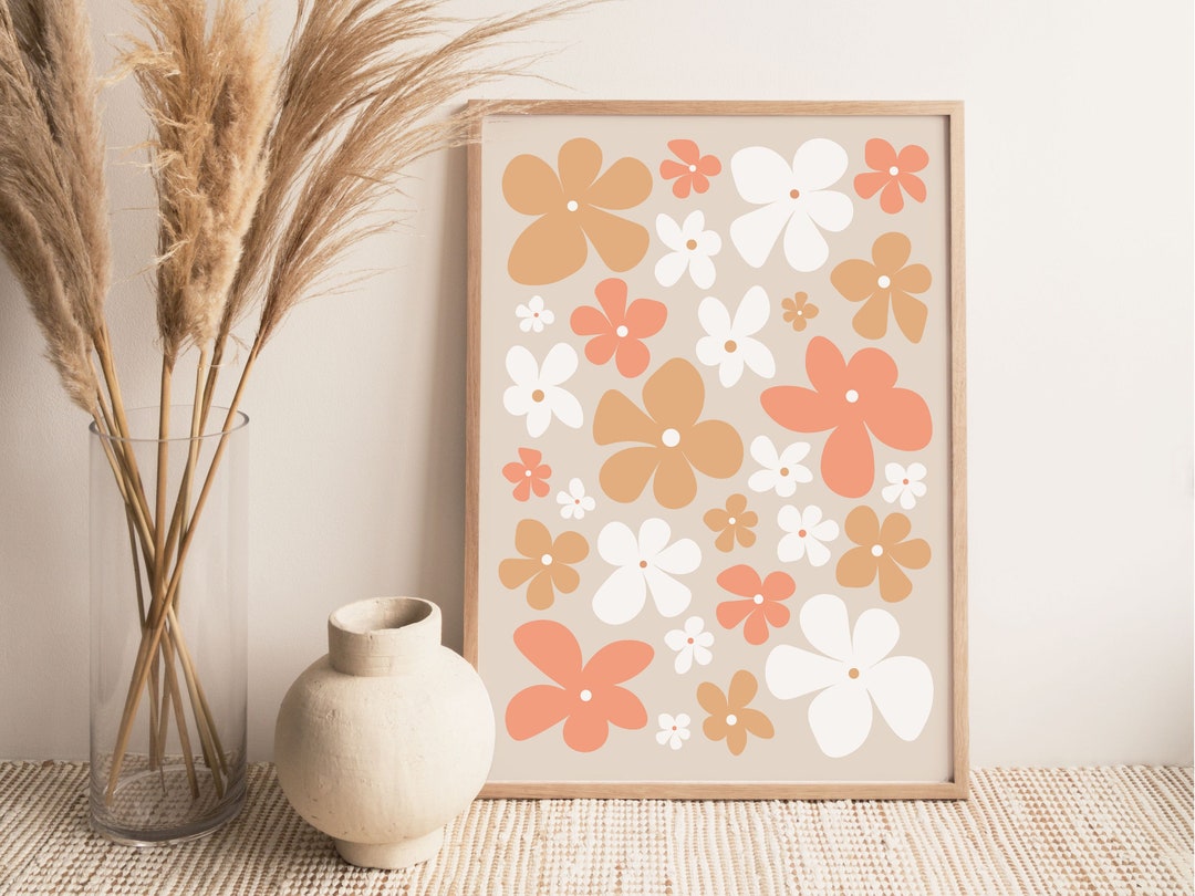70s Flower Print, 60s 70s Art, Floral Prints, Flower Poster, 70s Decor ...