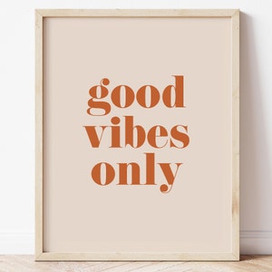 Good Vibes Only Print, Typography Art, Boho Print, Retro Art Print ...