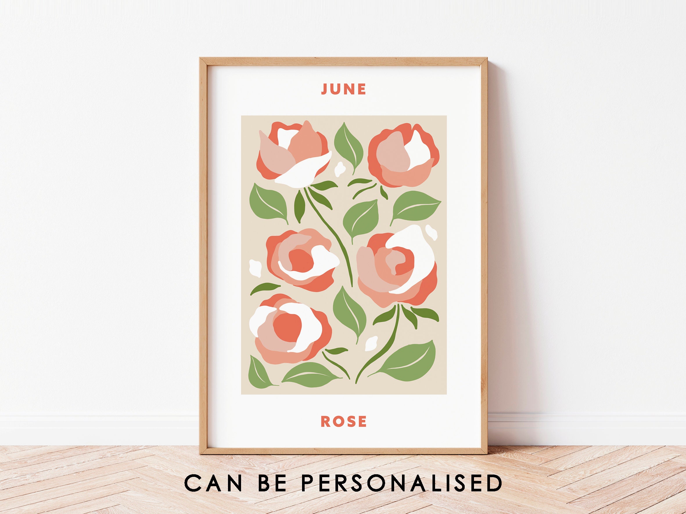 Personalised Birth Flower Print, Birth Flower Gift, June Birthday Gift ...