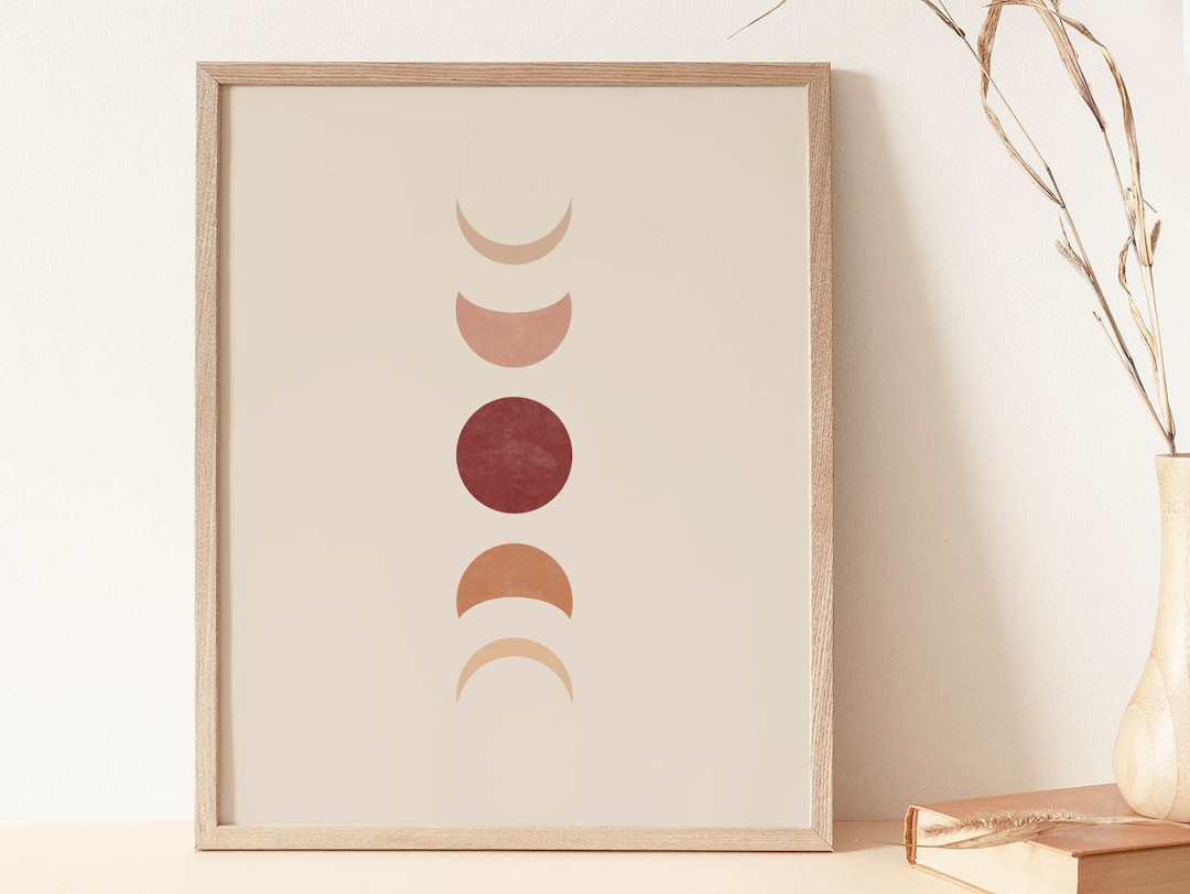 Crescent Moon Art Print, Moon Poster, Celestial Abstract Wall Art, Boho ...