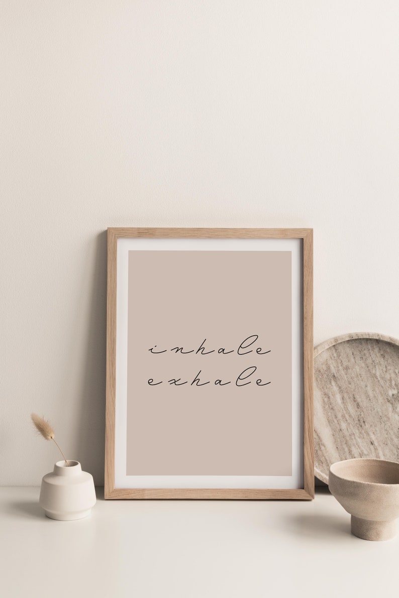 Inhale Exhale Print Typography Art Boho Abstract Art - Etsy UK