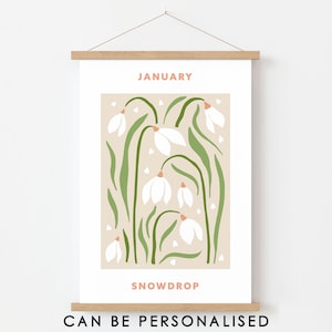 January Birth Flower Print, Snowdrop Art Print, January Birthday Gift ...