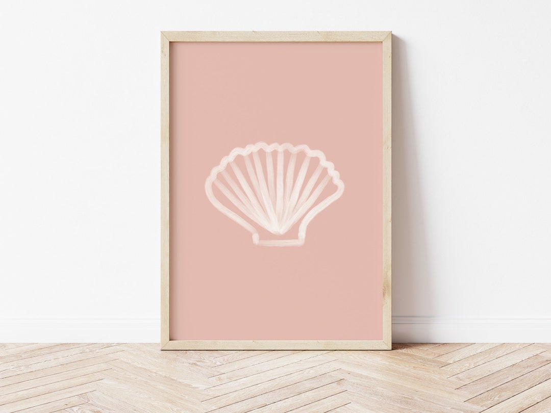 Pink Shell Illustration Print, Boho Prints, Coastal Art, Natural Print ...