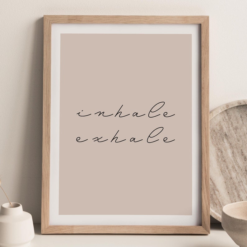 Inhale Exhale Print Typography Art Boho Abstract Art - Etsy UK