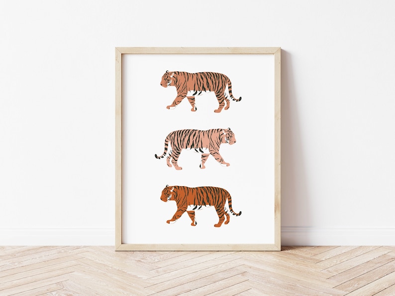 Tiger Wall Art Boho Decor Jungle Theme Tropical Tiger | Etsy