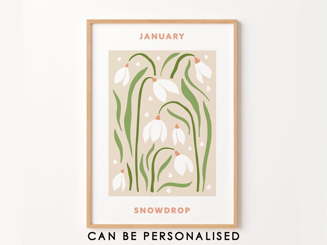 January Birth Flower Print Snowdrop Art Print January - Etsy