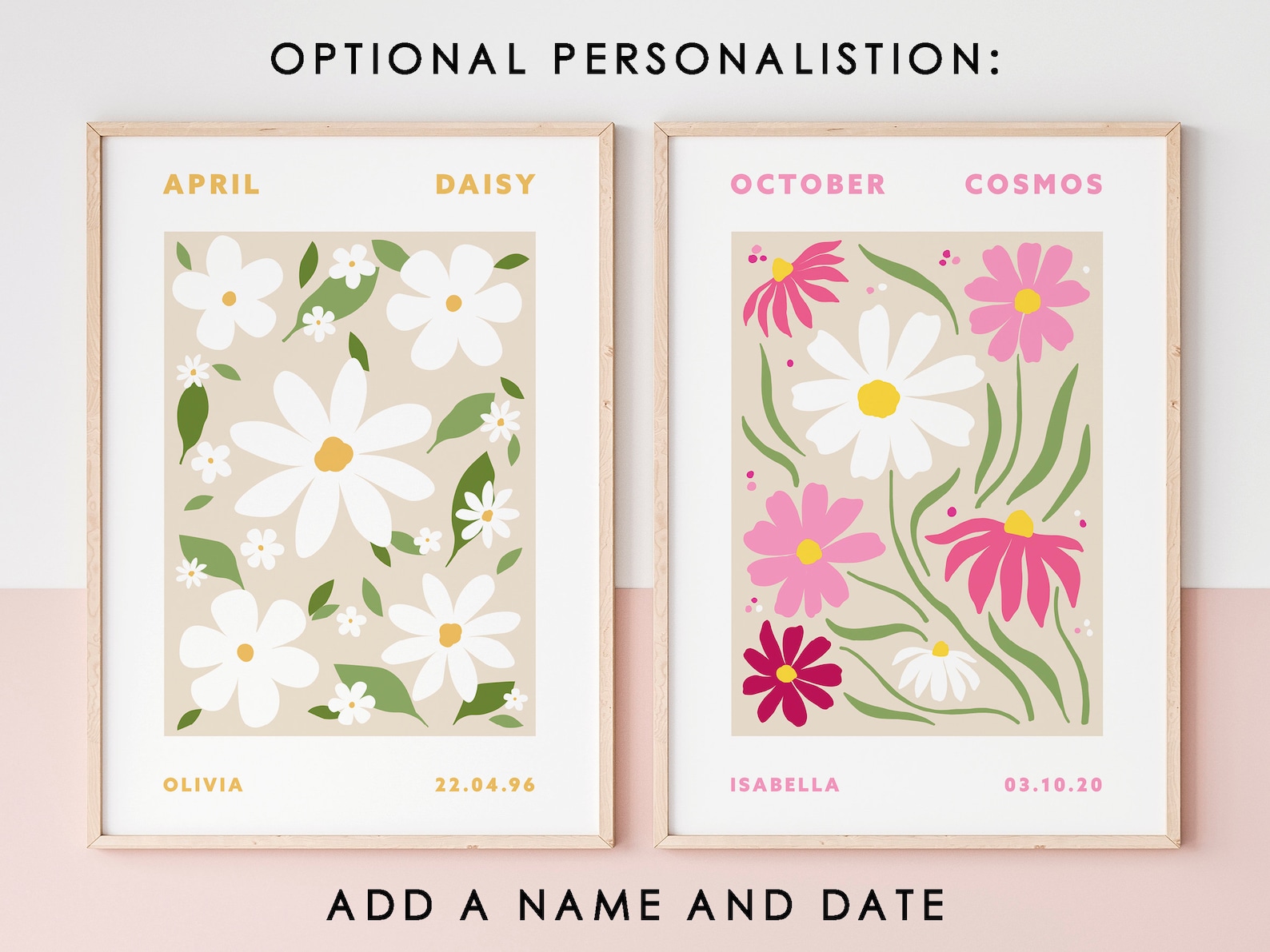 Personalised Birth Flower Print Birth Flower Gift Birthday - Etsy