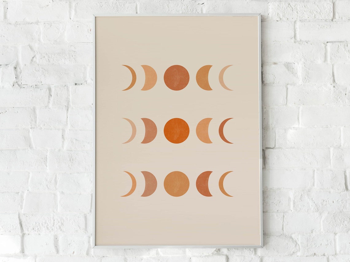 Moon Art Print Crescent Moon Art Print Moon Poster | Etsy