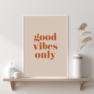 Good Vibes Only Print, Typography Art, Boho Print, Retro Art Print ...