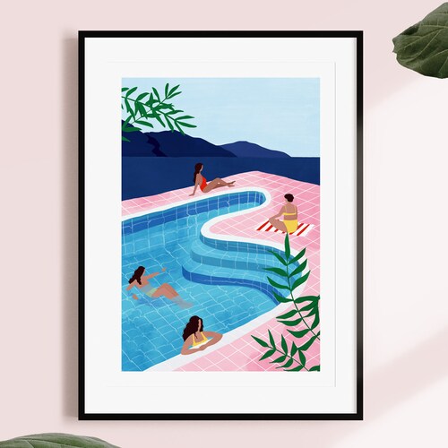 Pool Ladies A5 A4 and A3 Art Print Home Decor Poster Pool - Etsy