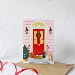 Red Christmas Door Greeting Card, Seasonal, Festive Card, Xmas, Holiday ...
