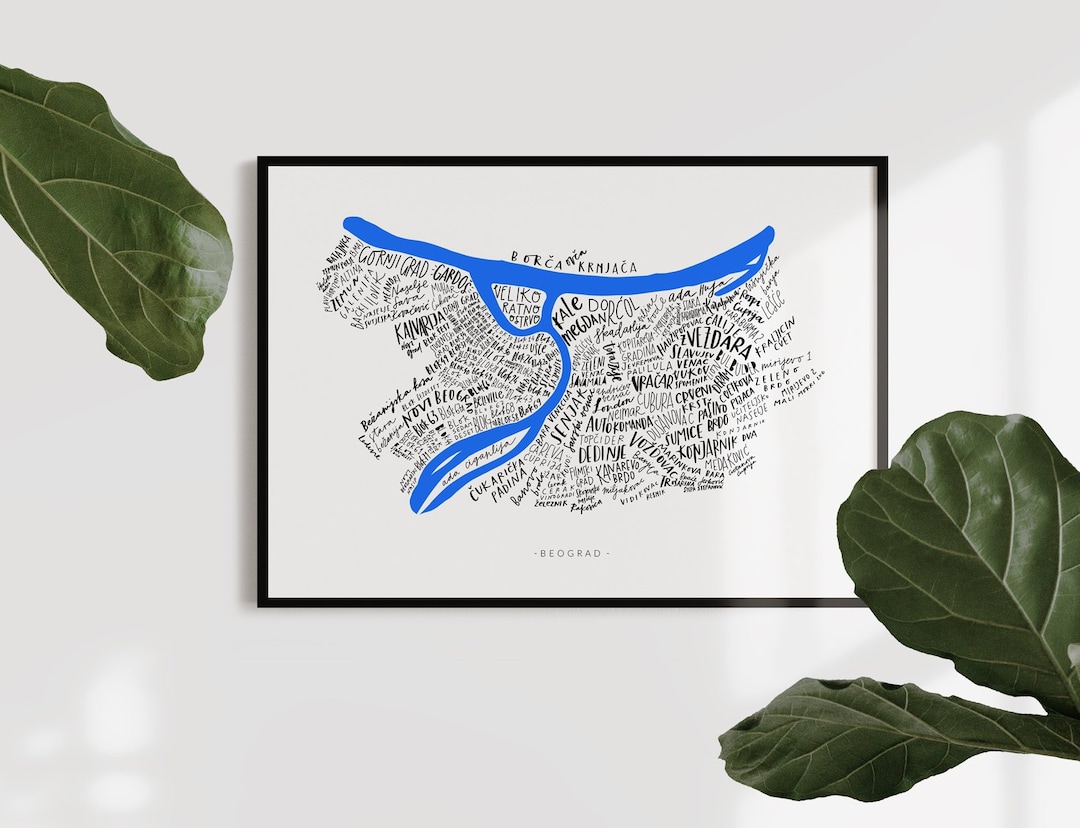 Beograd Map A5, A4 and A3 Art Print - Typography, Hand Lettered, City ...